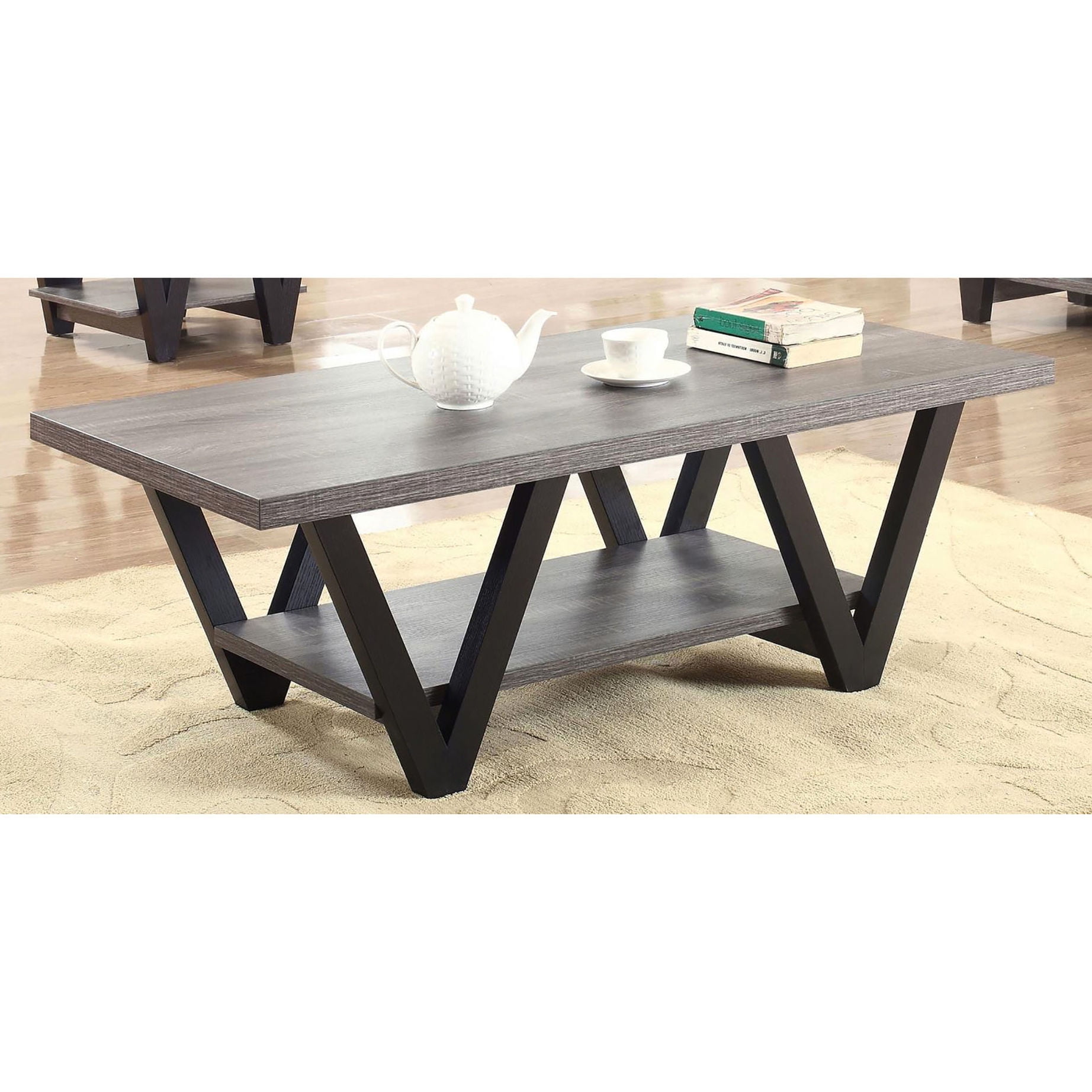 Grey Coffee Table with Angled Black Legs | Provide Space for Decorative ...