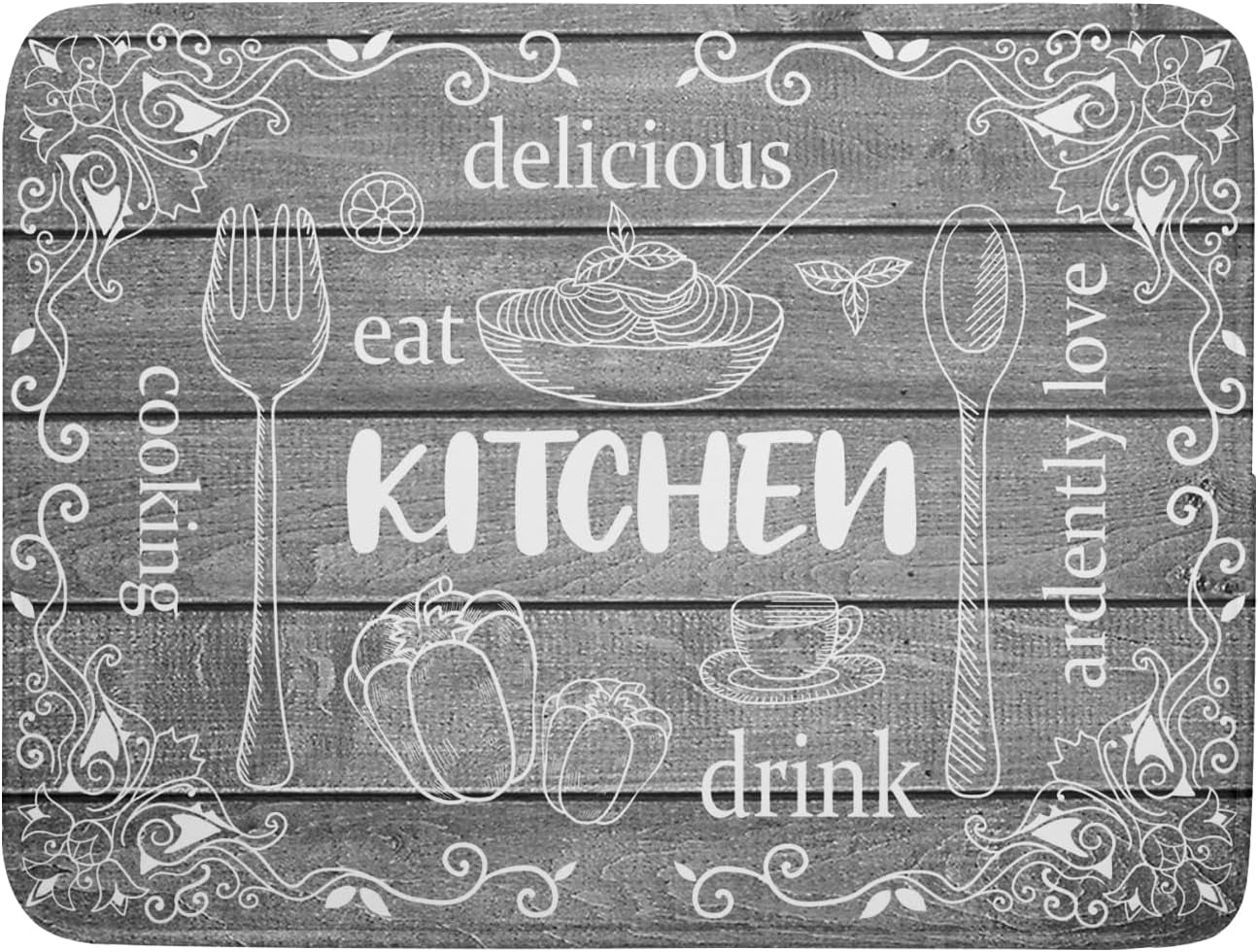 Grey Cooking Dish Drying Mats for Kitchen Counter 16x18 inch Vintage ...