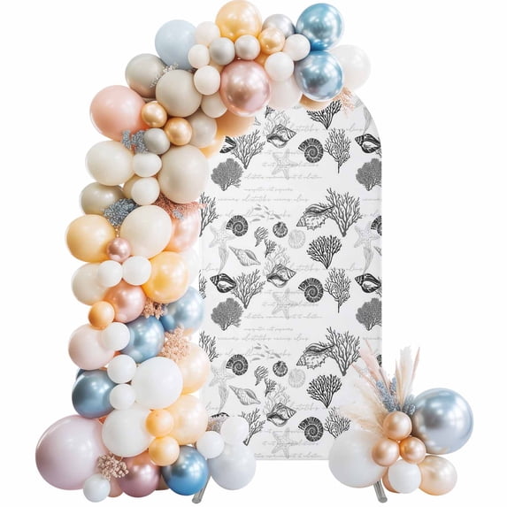 Grey Coral Shell Arch Backdrop Cover 4 FT Starfish Nautical Marine Life ...