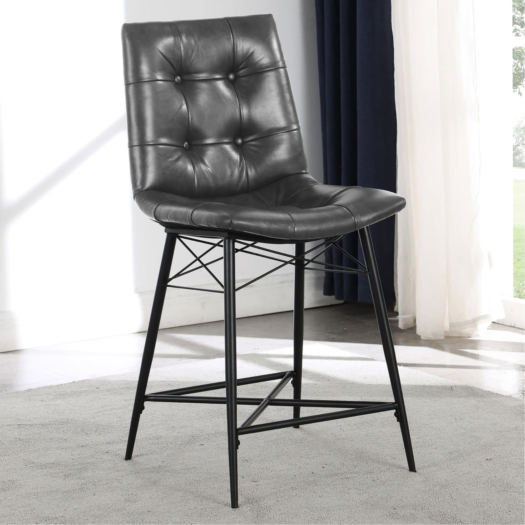 Grey Counter Height Seating (2 Units) - Foam Filled Seat, , Metal Base ...