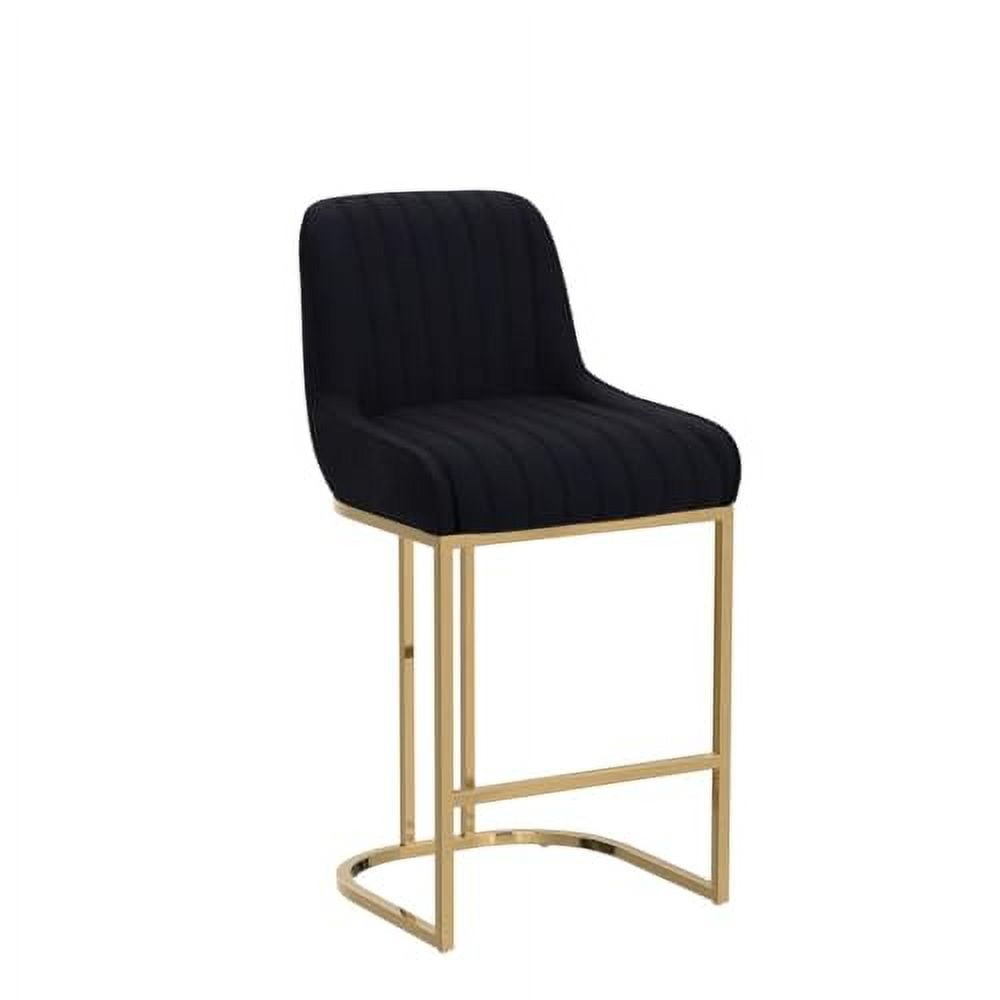 Grey Counter Stools with Gold Legs 26 Inch Velvet Counter Height Bar ...