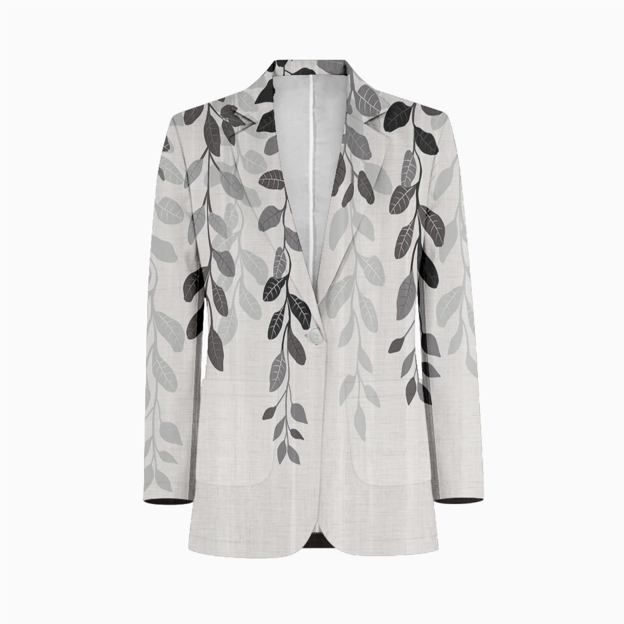 Grey Country Rustic Leaves Plant Mens Suits Shawl Collar Slim Fit Suit ...