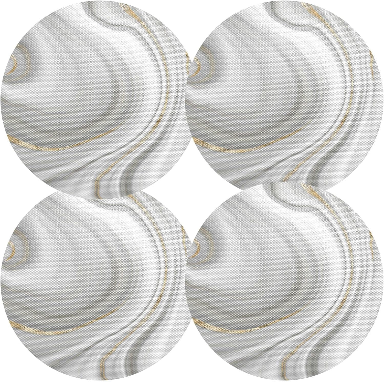 Grey Curly Marble with Golden Veins Round Place Mats Set of 4, Heat ...
