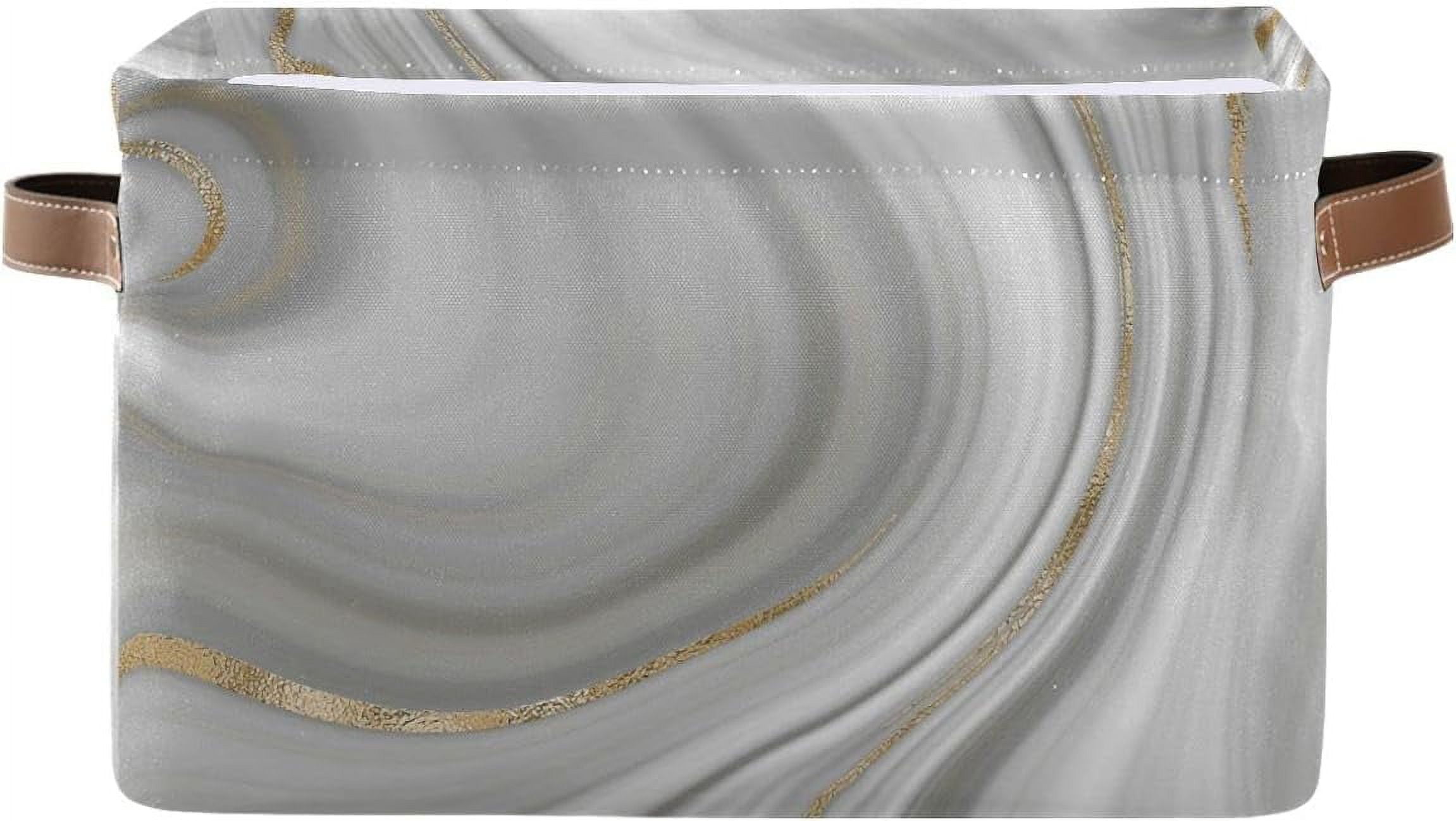 Grey Curly Marble with Golden Veins Square Storage Basket Storage Bins ...