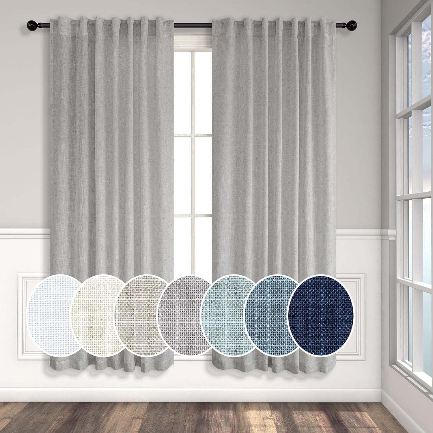 SHIYOU-Grey Curtains 72 Inch Length for Bedroom 2 Panels Back Tab Rod ...