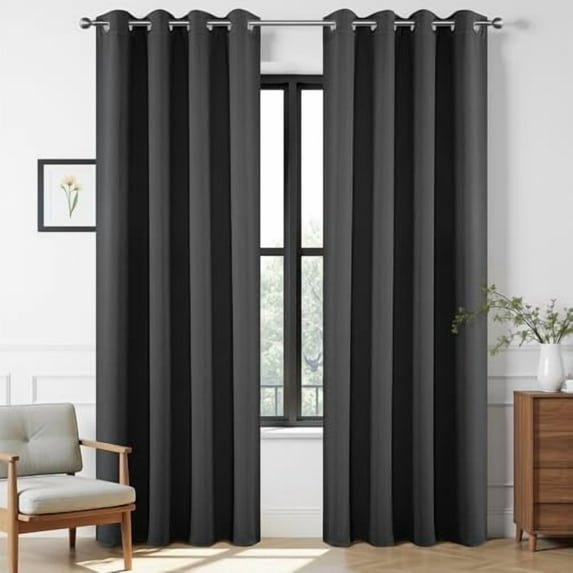 Grey Curtains 84 Inch Long, Room Divider Blackout Curtains for Bedroom ...