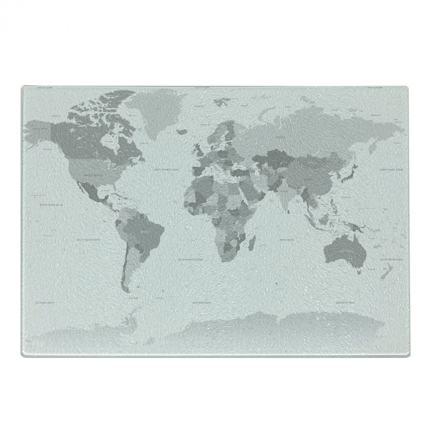 Grey Cutting Board, Detailed World Map with All Countries Major Capital ...