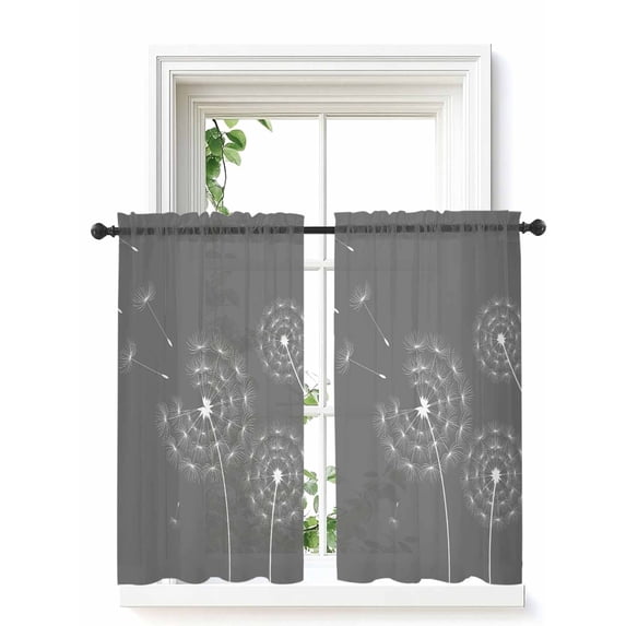 Grey Dandelion Curtains 54 Inch Length, Sheer Curtains for Bedroom ...