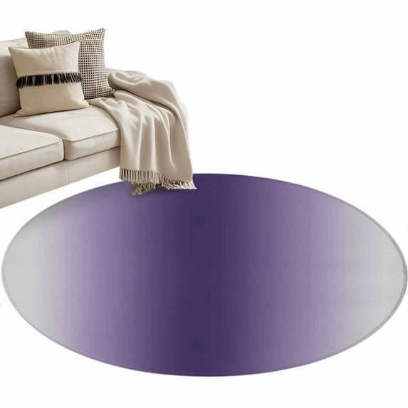 Grey Dark Purple Gradient Washable Round Area Rug 4 ft, Minimalist ...
