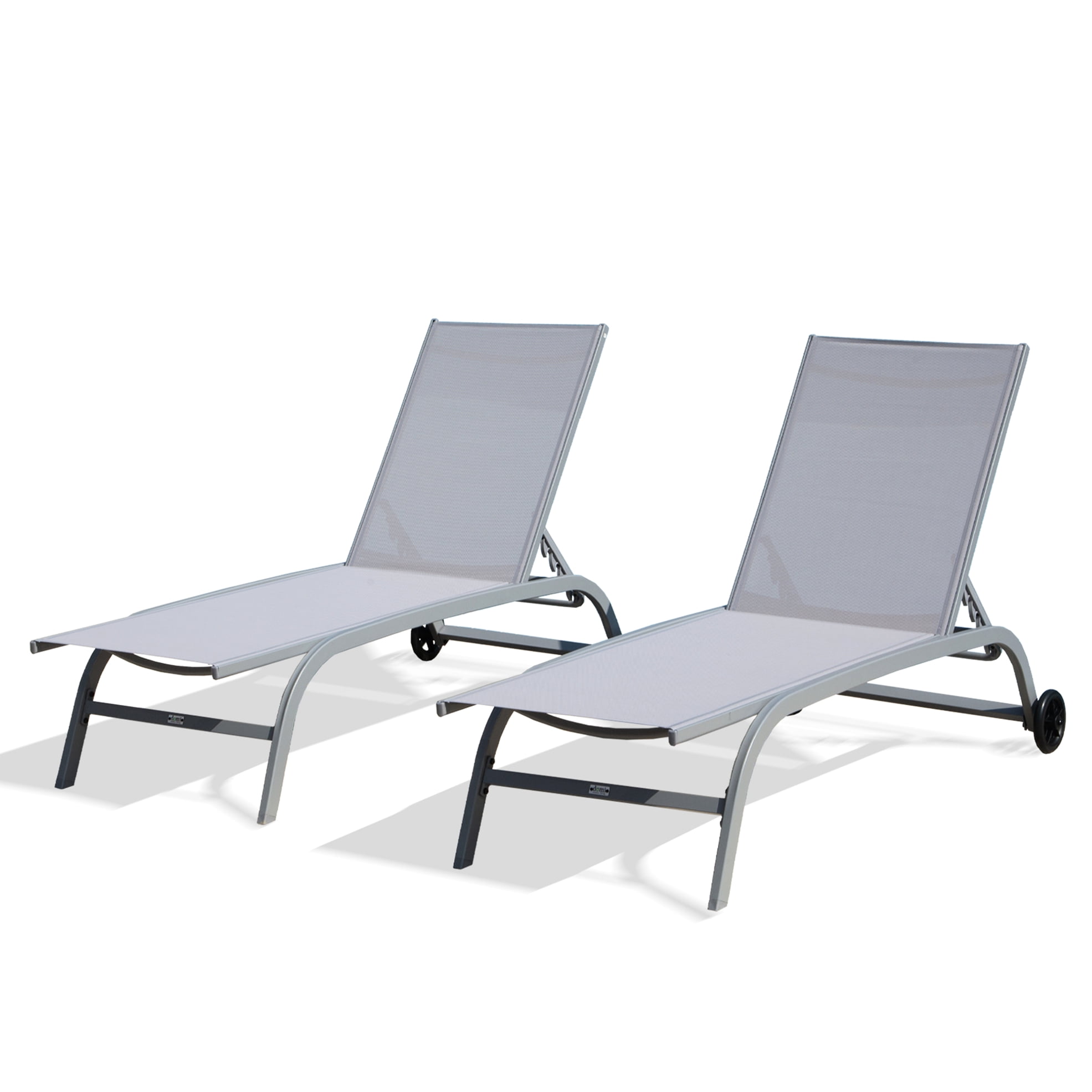 Grey Deck Chaise Lounges - 5 Adjustable Positions, Rust-, Lightweight ...