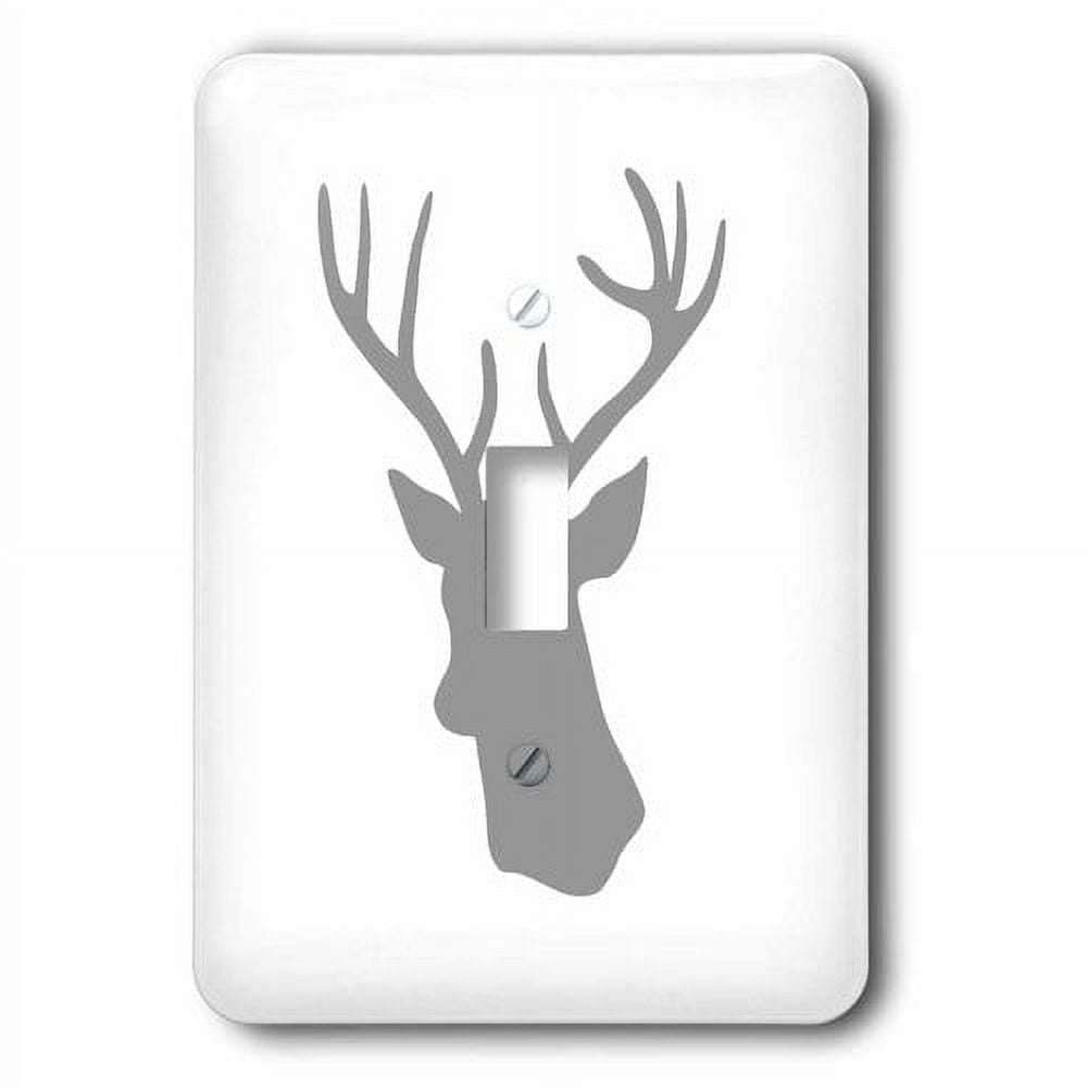 Grey Deer head silhouette on white. Modern gray stag with antlers ...