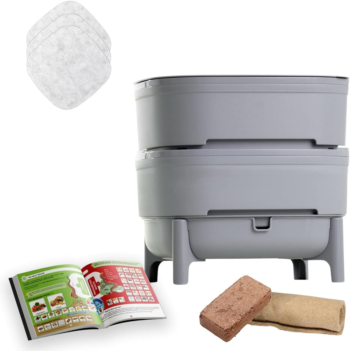 Grey Design & Compact I 2 trays Wormery I Complete kit I Worm Drowning ...
