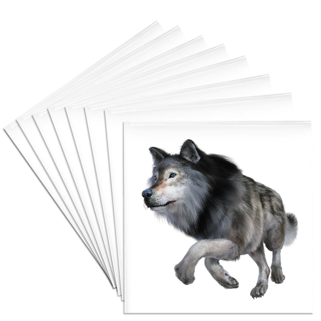 3drose, Grey Dire Wolf Walking Slightly Right, Set of 8 Ceramic Tile ...