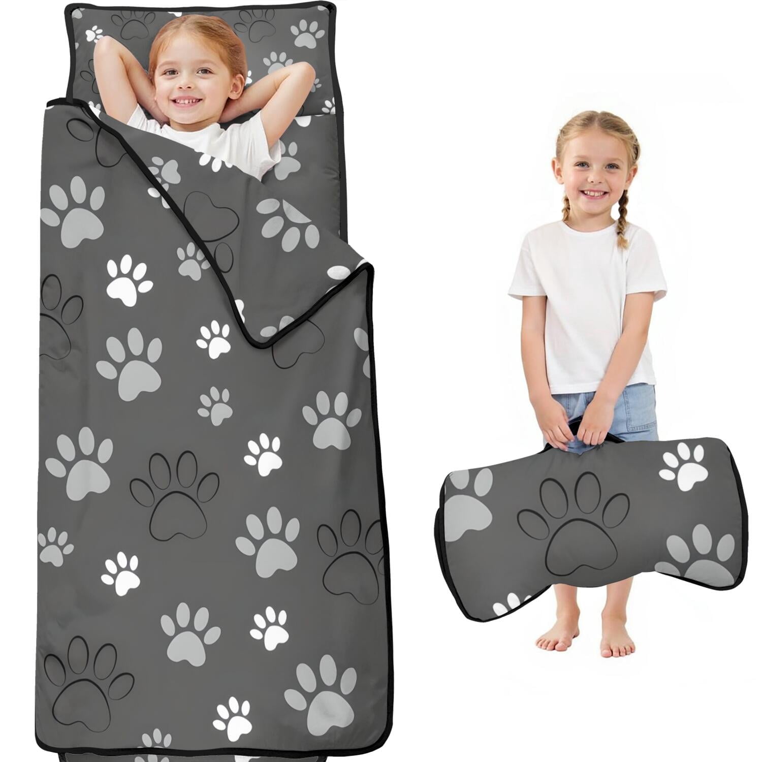 Grey Dog Paw Footprint Toddler Nap Mats for Kids Preschool,Sleeping Mat ...