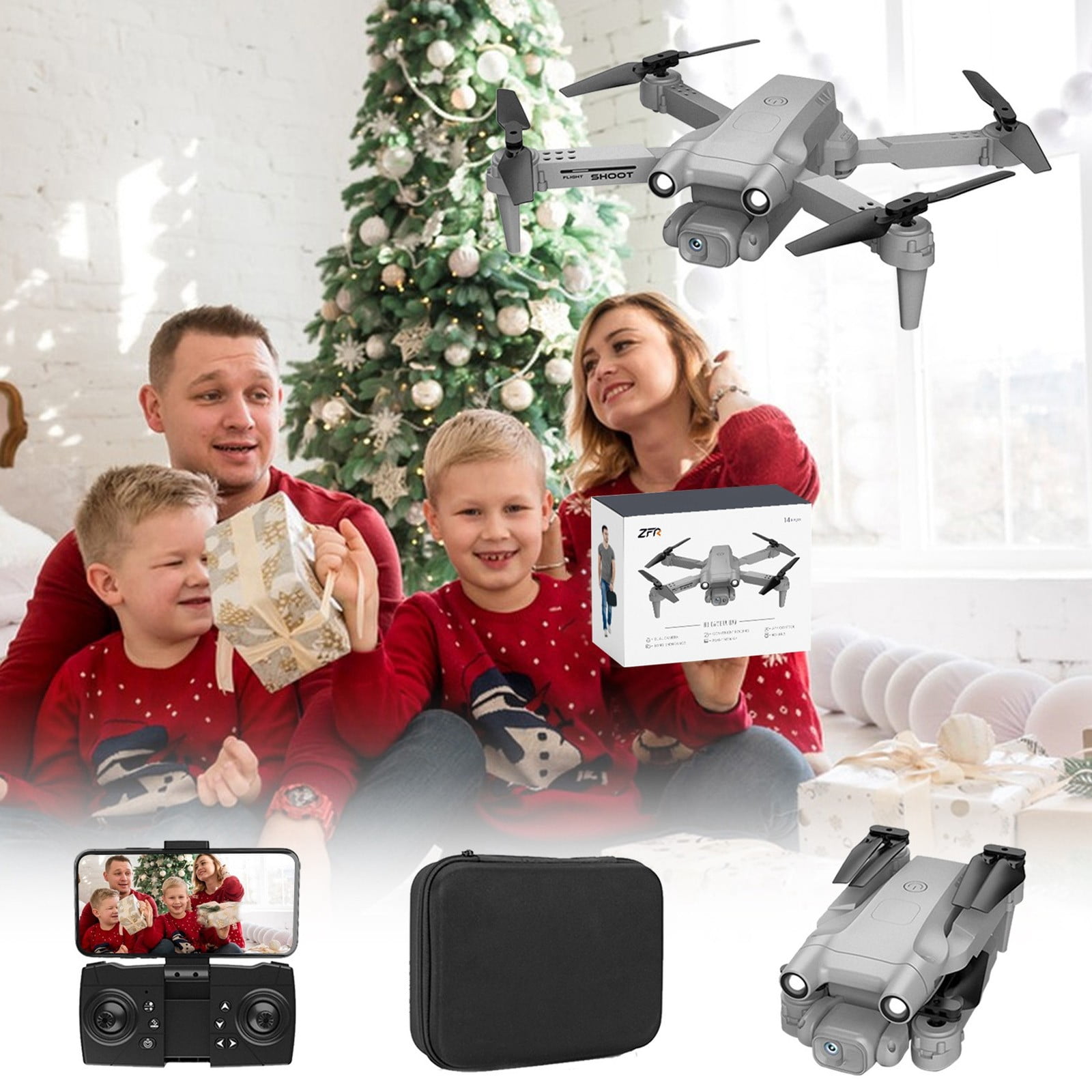 Grey Drone With 4K Hd Fpv Camera Remote Control Dual Lens Obstacle ...