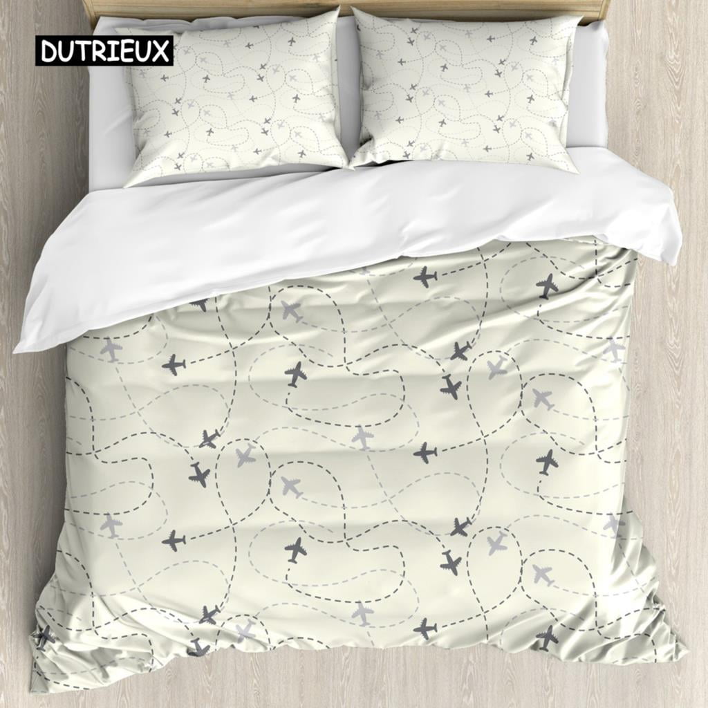 Grey Duvet Cover Airline Route Map Flight Jet Destination Control Fly ...