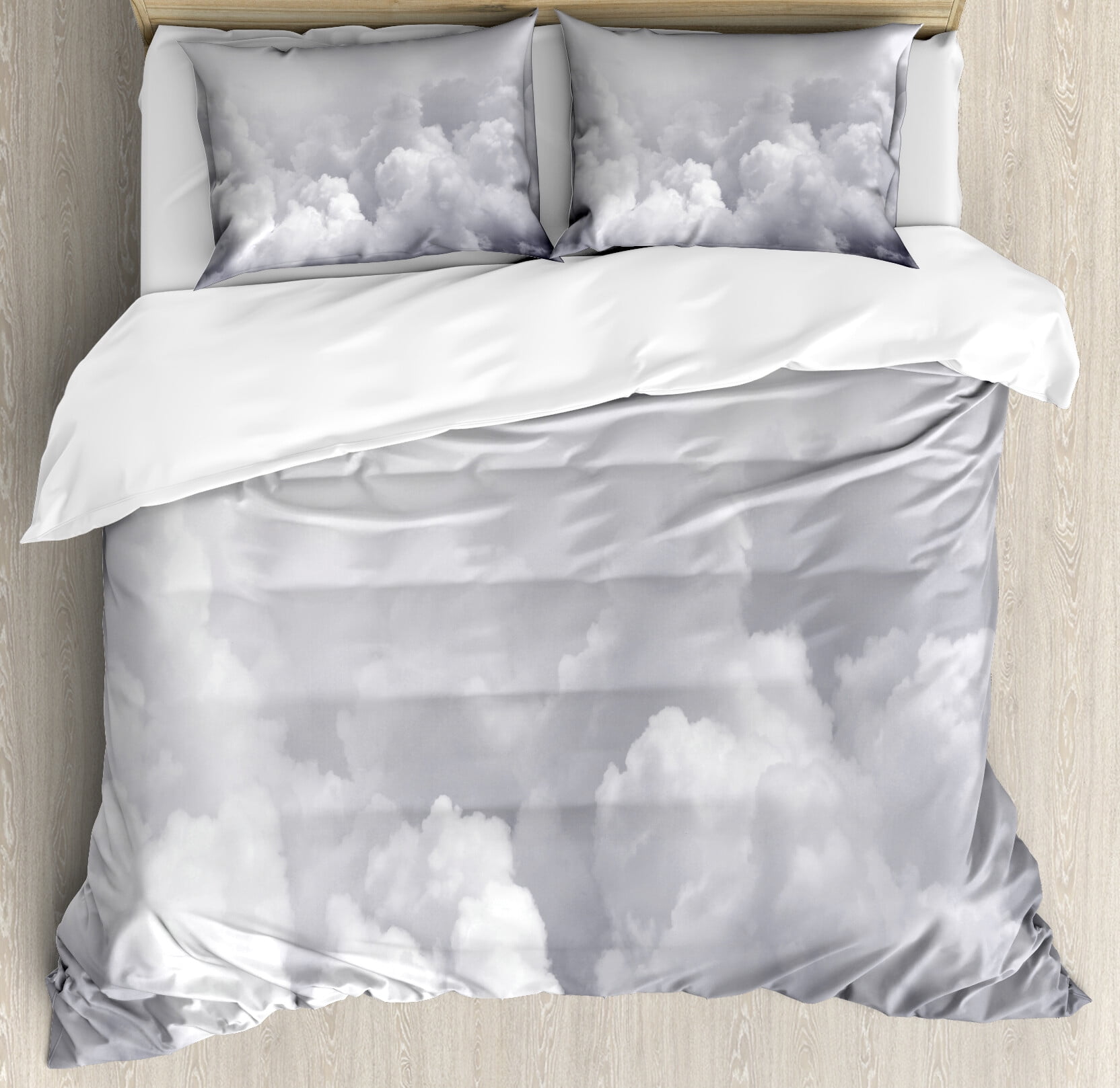 Grey Duvet Cover Set, Dark Ominous Clouds in Gothic Style Digital Art ...