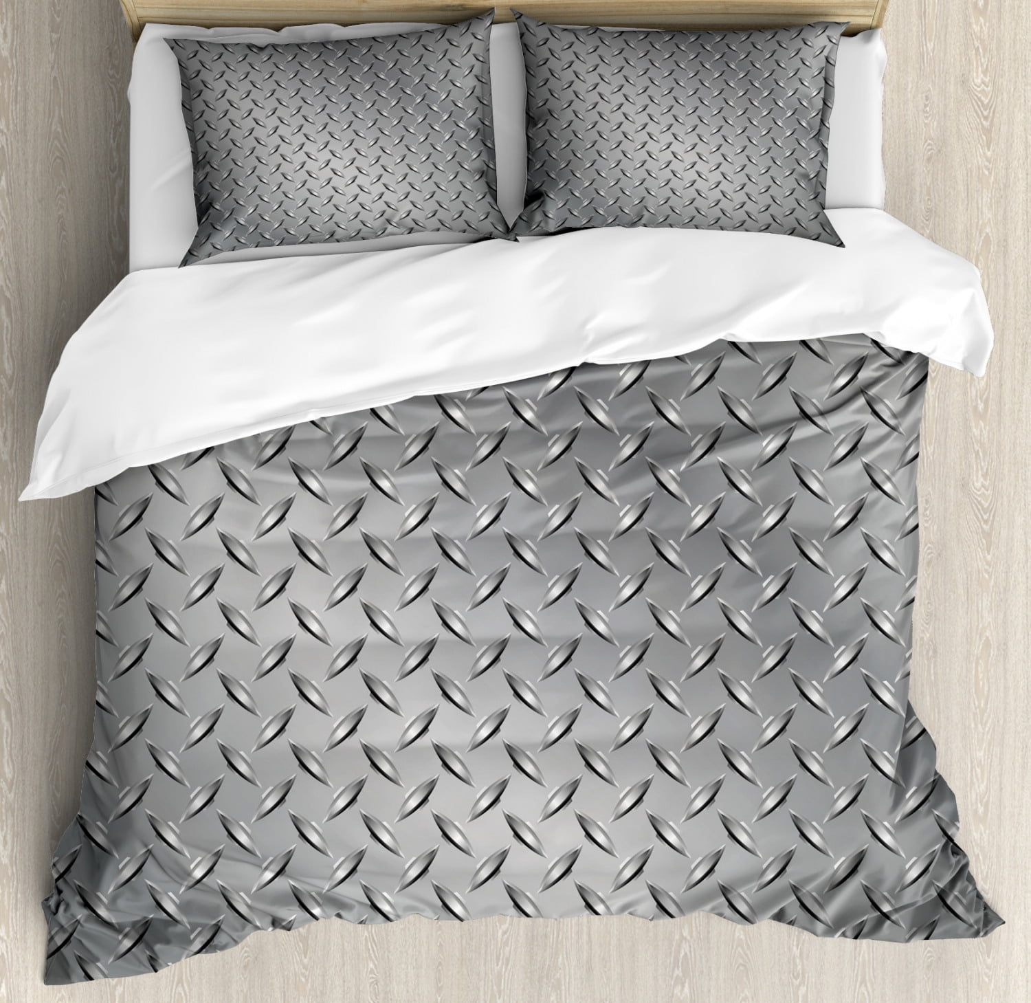 Grey Duvet Cover Set Queen Size, Wire Fence Design Netting Display with ...