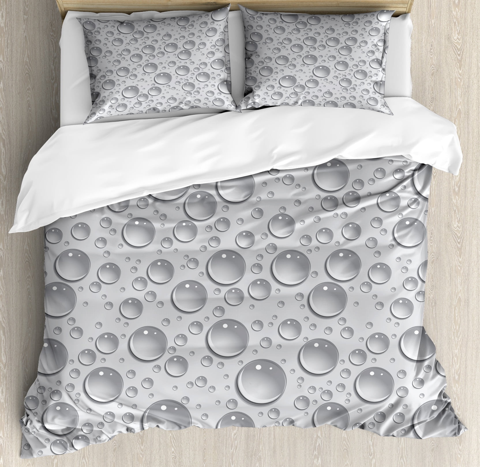 Grey Duvet Cover Set, Small Large Bubbles Pattern Water Liquid Pure ...