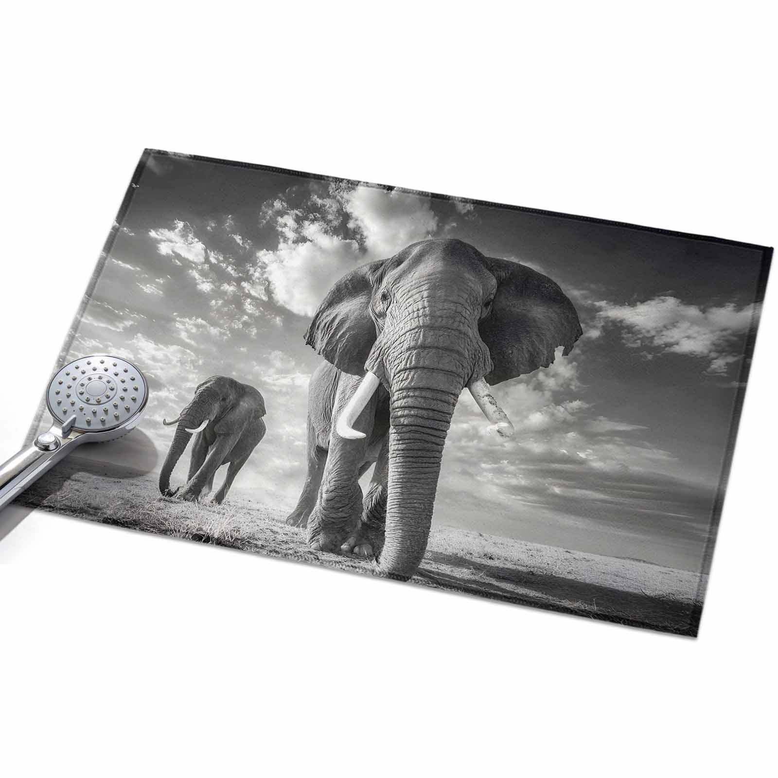 Grey Elephant Entryway Rug 2x3ft Washable Non Slip Bathroom Rug Low ...