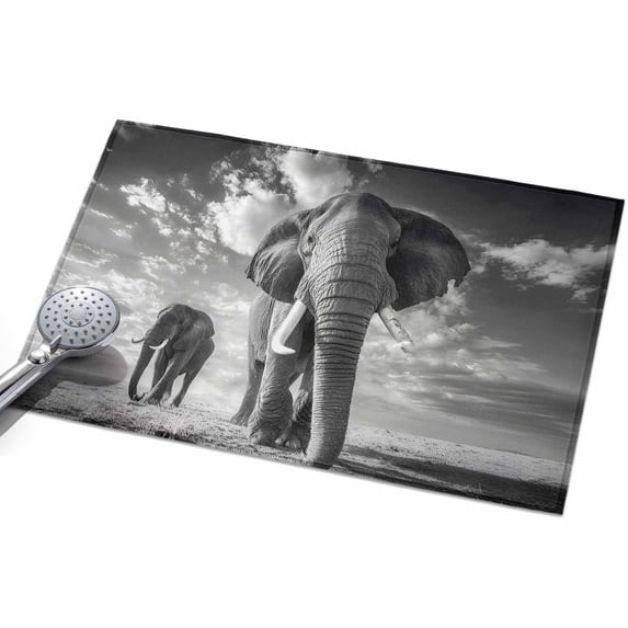 Grey Elephant Entryway Rug 2x3ft Washable Non Slip Bathroom Rug Low ...