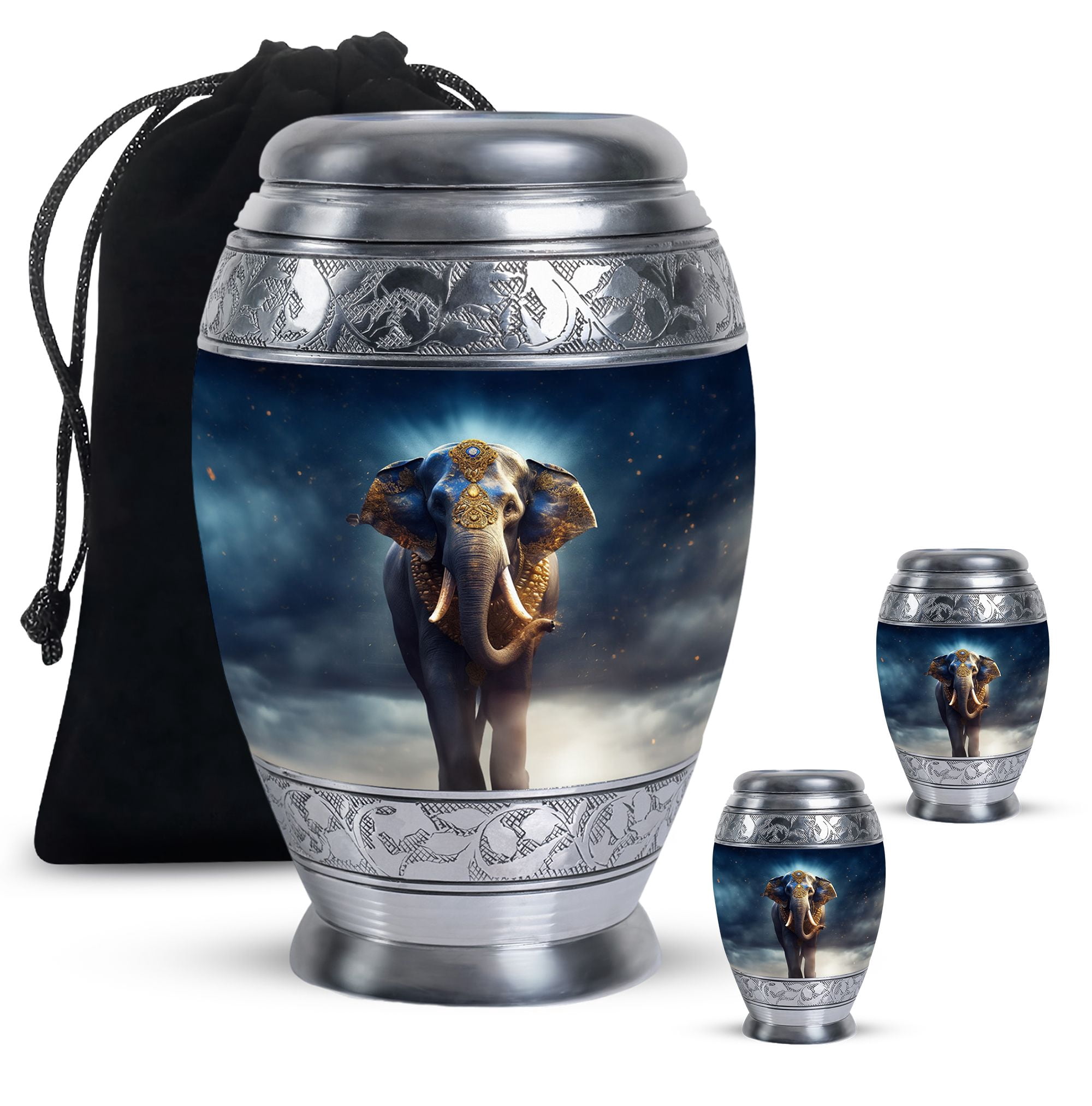 Grey Elephant Handmade Large Memorial Urns For Human Ashes Adult Mom ...