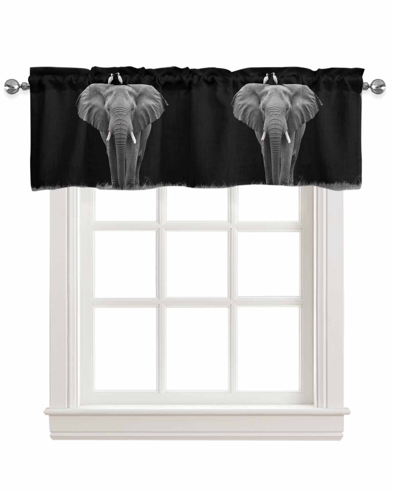 Grey Elephant Kitchen Valances for Windows Farmhouse Linen Window ...