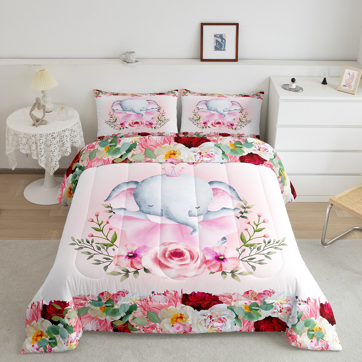 Grey Eleplant Bedding Set Full,Cartoon Eleplant Wild Jungle Animal ...