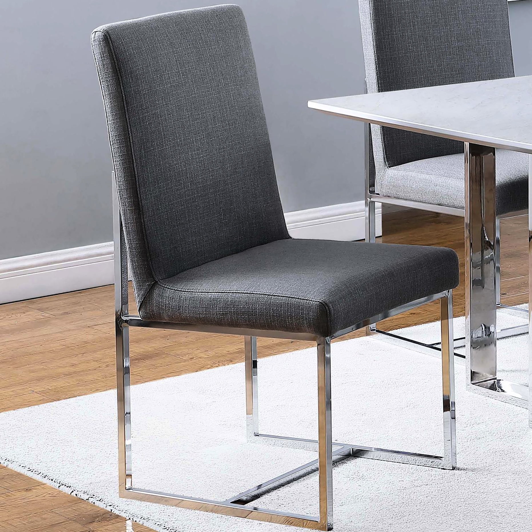 Grey Fabric Dining Chairs (2 ), High For Enhanced Comfort, Versatile ...