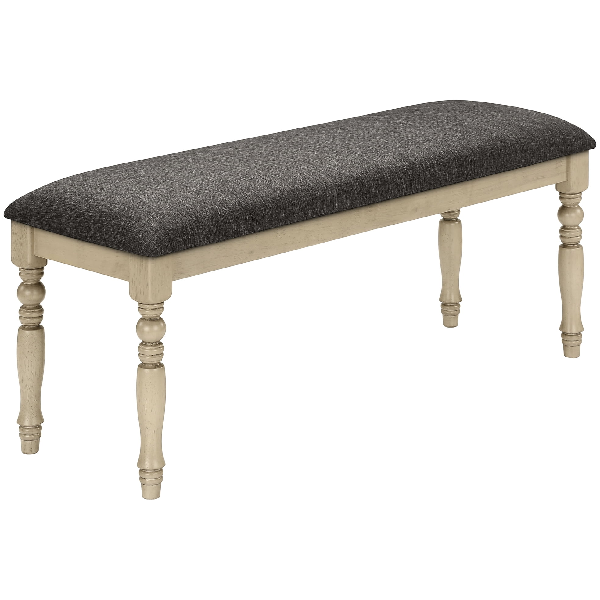 Grey Fabric Upholstered Bench, 48" Rectangular, Solid Wood For Garage ...