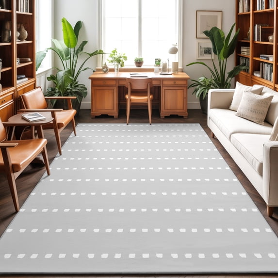 Grey Faded Stripes 2.7'x5' Rug for Office Desk Chair Area Small Bedroom ...