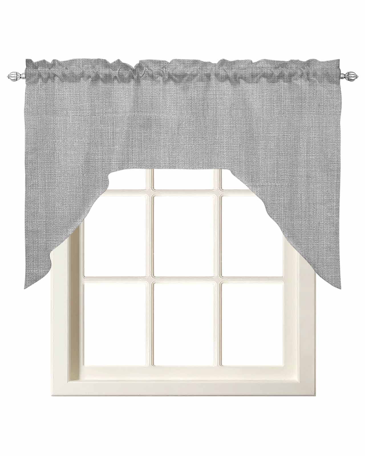 Grey Farmhouse Kitchen Swag Valances for Windows, Vintage Country ...