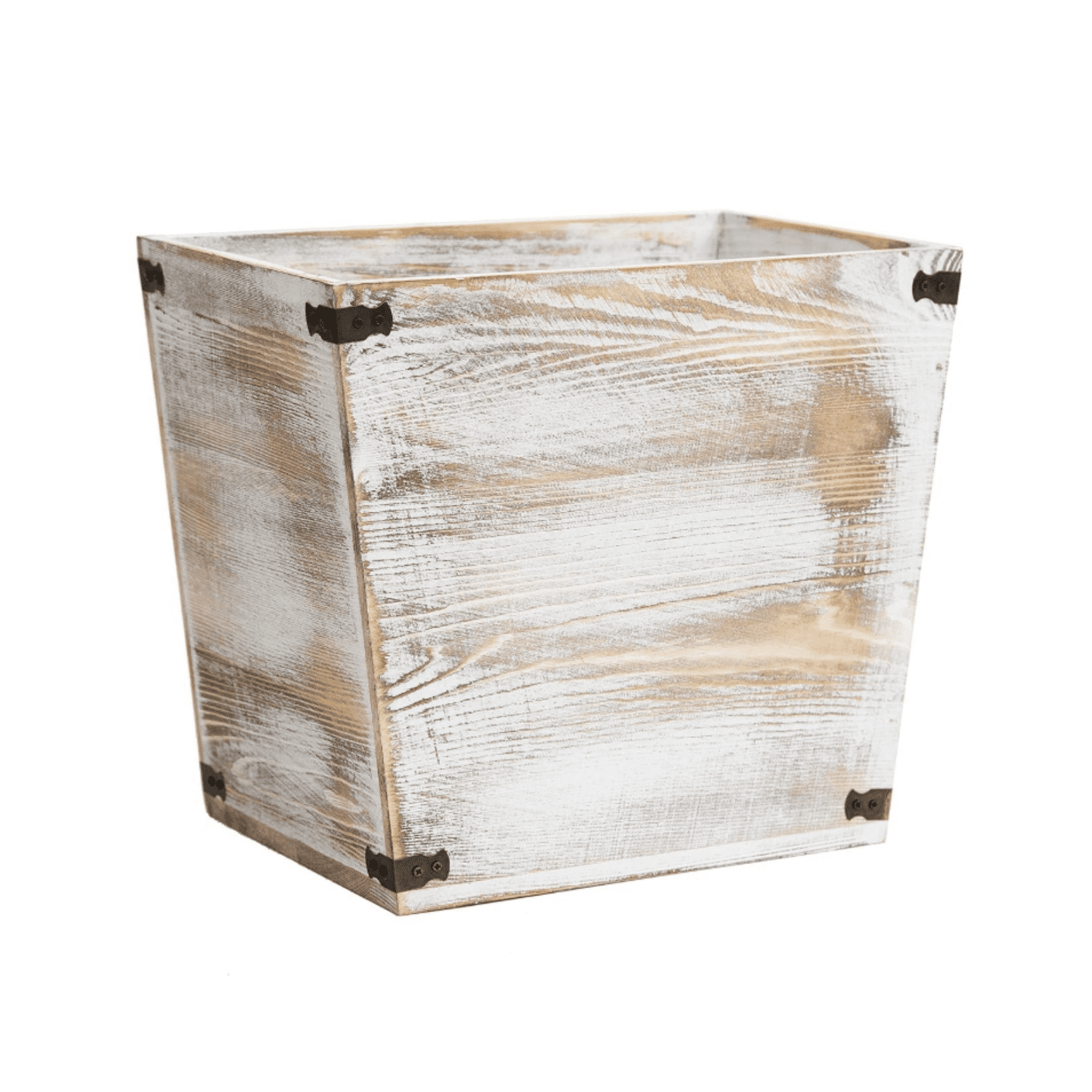 Grey Farmhouse Style Torched Wood Trash Can Waste Bin with Decorative ...
