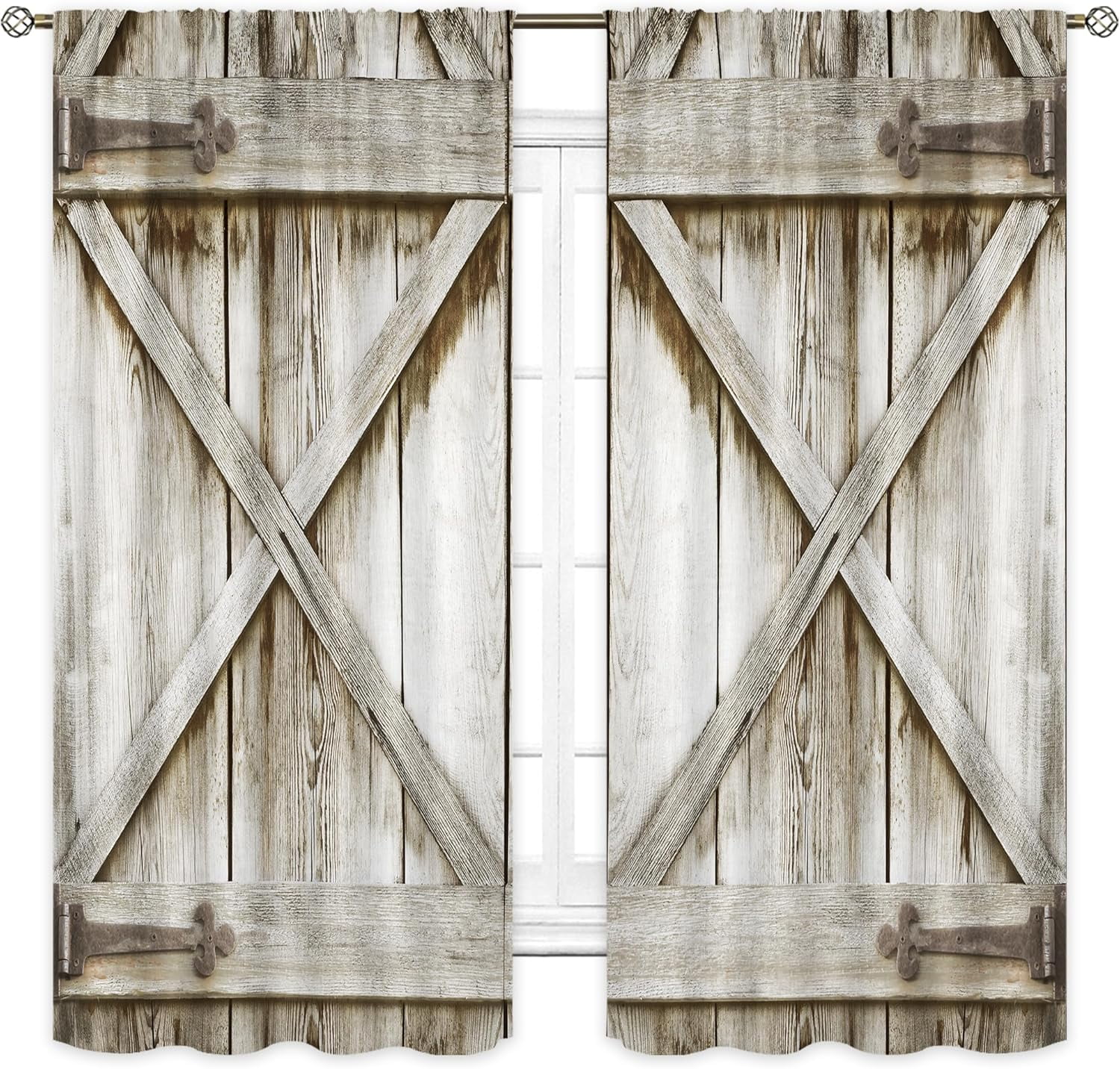 Grey Farmhouse Western Curtains 42W x 63L Inch Rod Pocket Rustic Gray ...