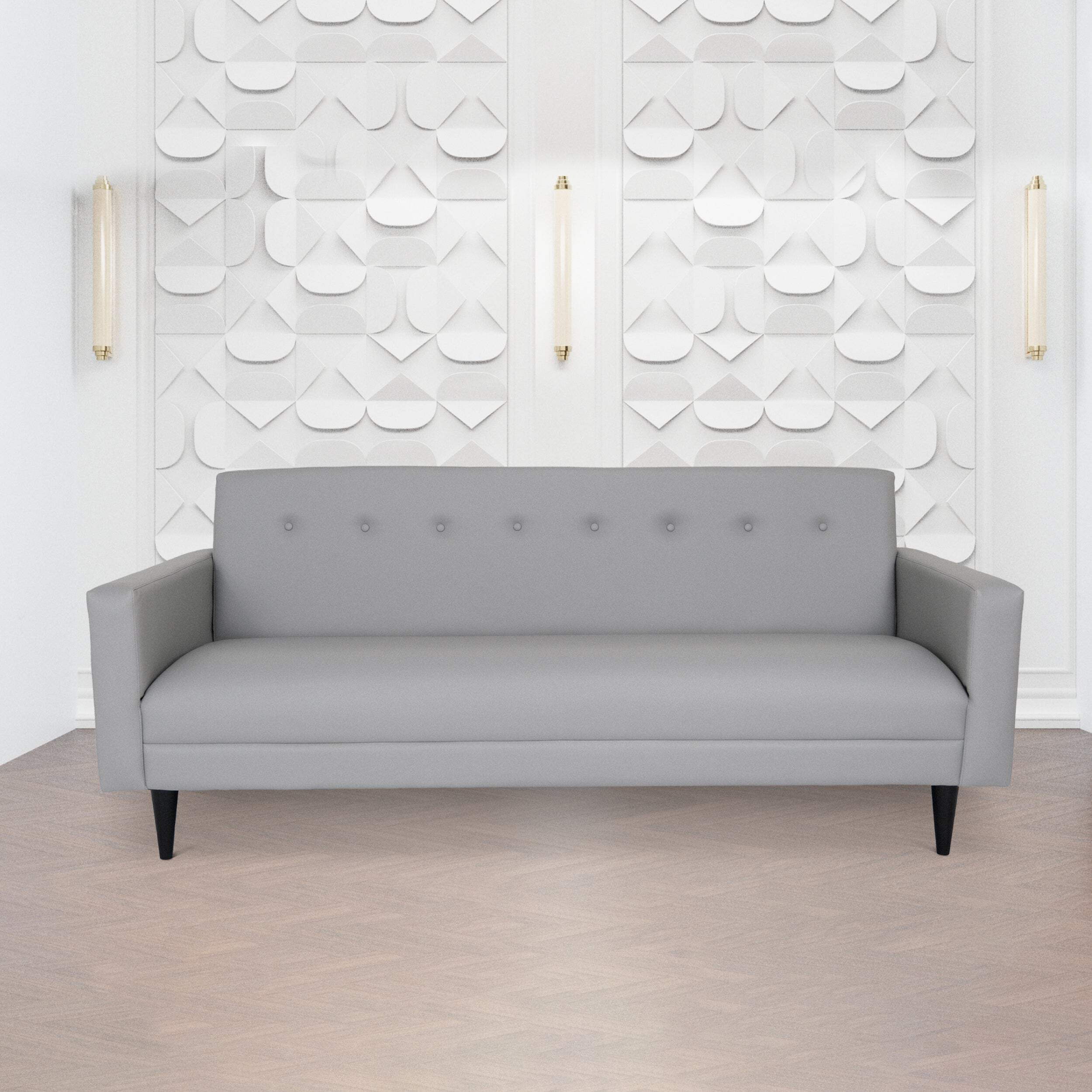 Grey Faux Leather Sofa, Modern 3 Seater Sofas Couches For Living Room, Bedroom, Office, And ...