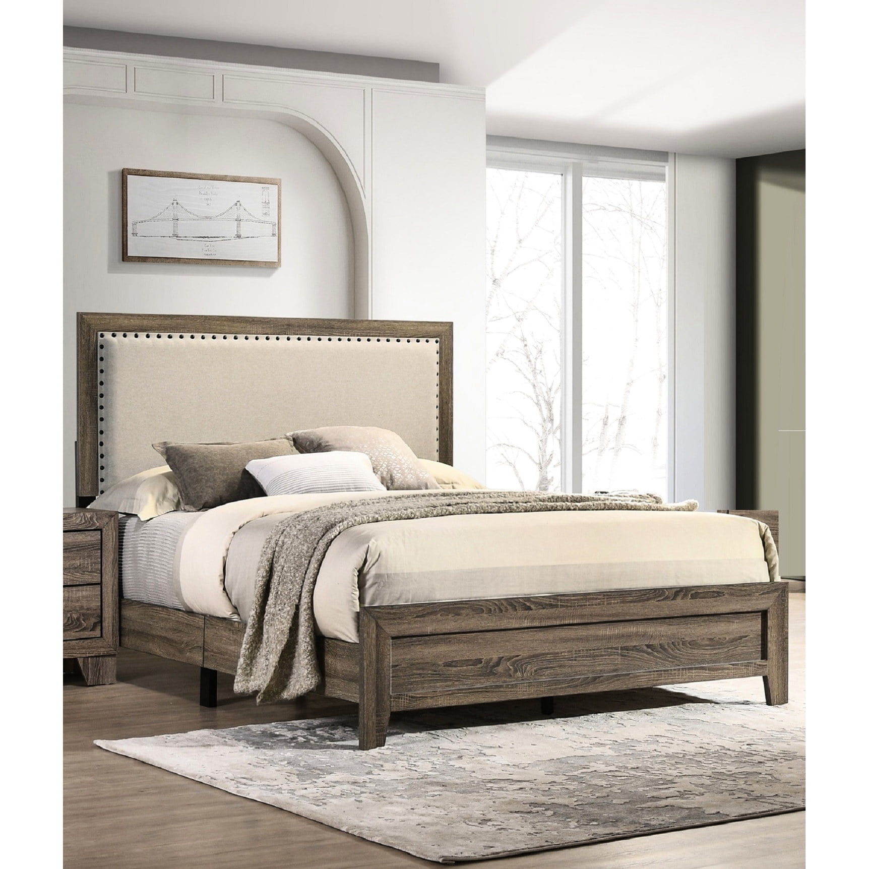 Grey Finish - Crystal Inlay Decoration - Bedroom Setting - Well - built ...
