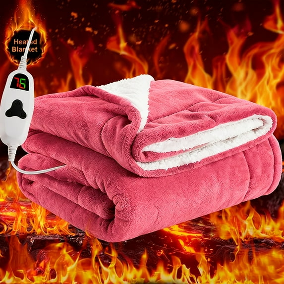 Grey Flannel Sherpa Heated Electric Throw Blanket - 10 Heat Levels 8H ...