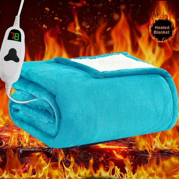 Grey Flannel Sherpa Heated Electric Throw Blanket - 10 Heat Levels 8H ...