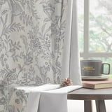 Grey Floral Lined Curtains Linen Farmhouse 84 Inches Long Grommet Top ...
