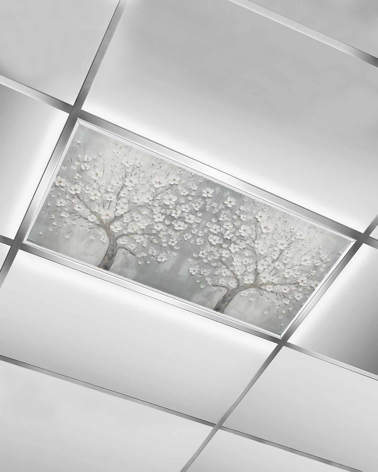 Grey Flowers Fluorescent Light Covers for Ceiling Lights 4x2 feet,1 ...