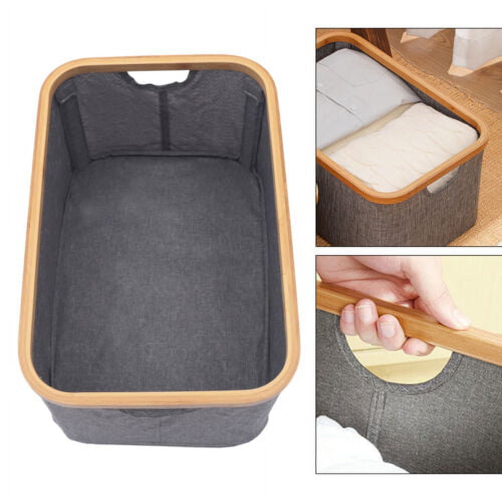 Grey Foldable Laundry Hamper Clothes Basket Washing Room Storage Bin ...