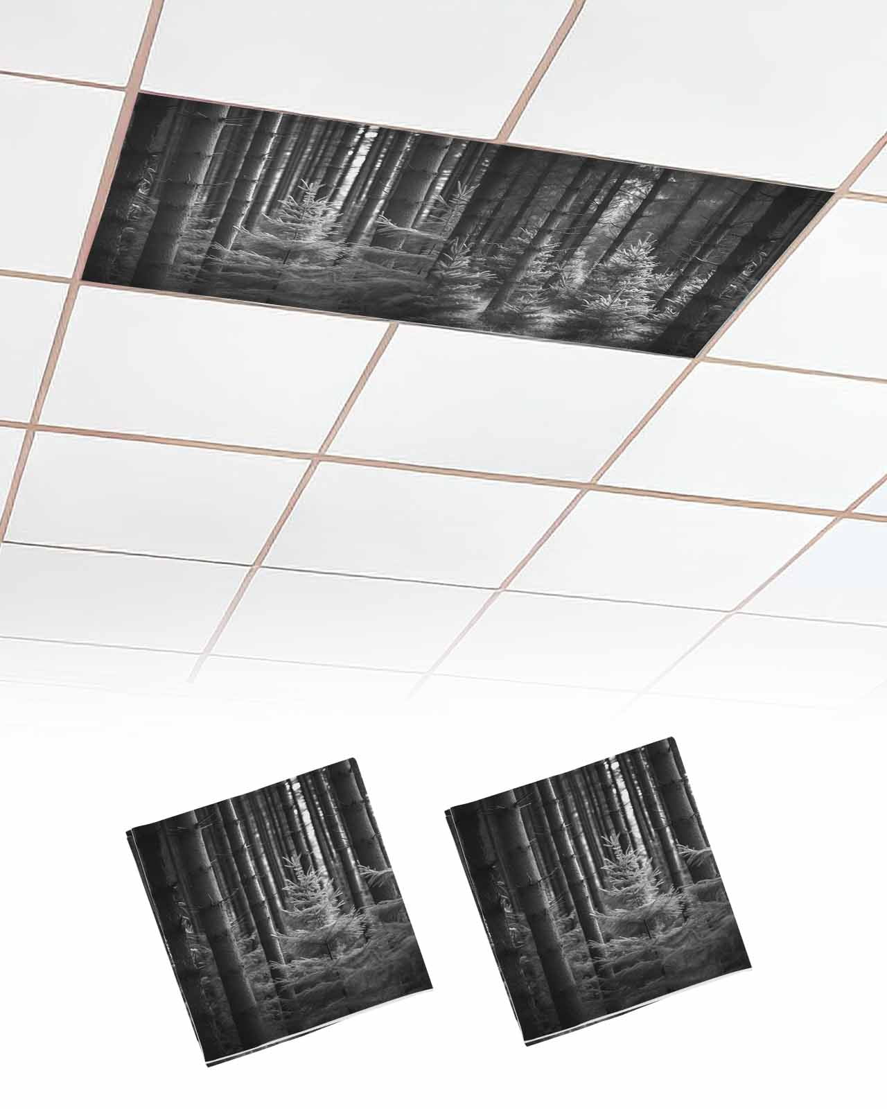 Grey Forest Fluorescent Light Covers for Ceiling Lights 4x2 feet,2 Pack ...