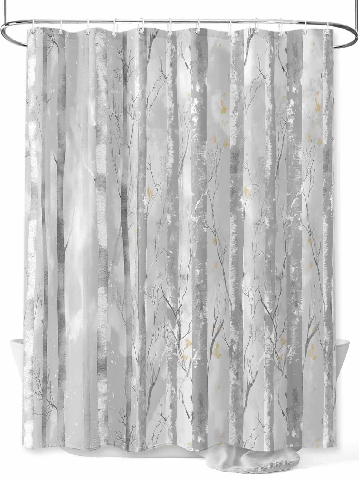Grey Forest Long Shower Curtain Set, Waterproof Shower Curtains for ...