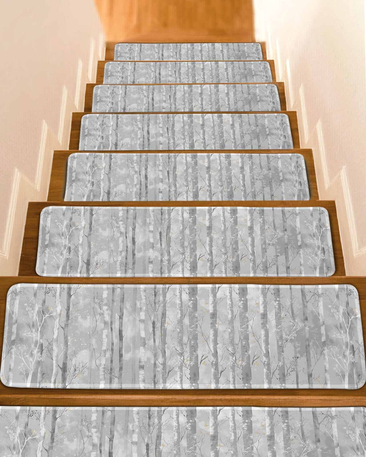 Grey Forest Stair Treads for Wooden Steps Indoor Runner Rug Carpet,Gray ...
