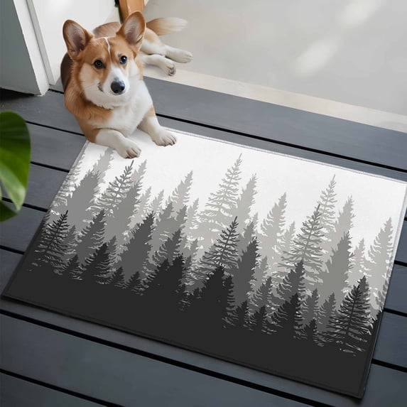 Grey Forest Washable Area Rug 2x3 Nature Woodland Tree Misty Forest ...
