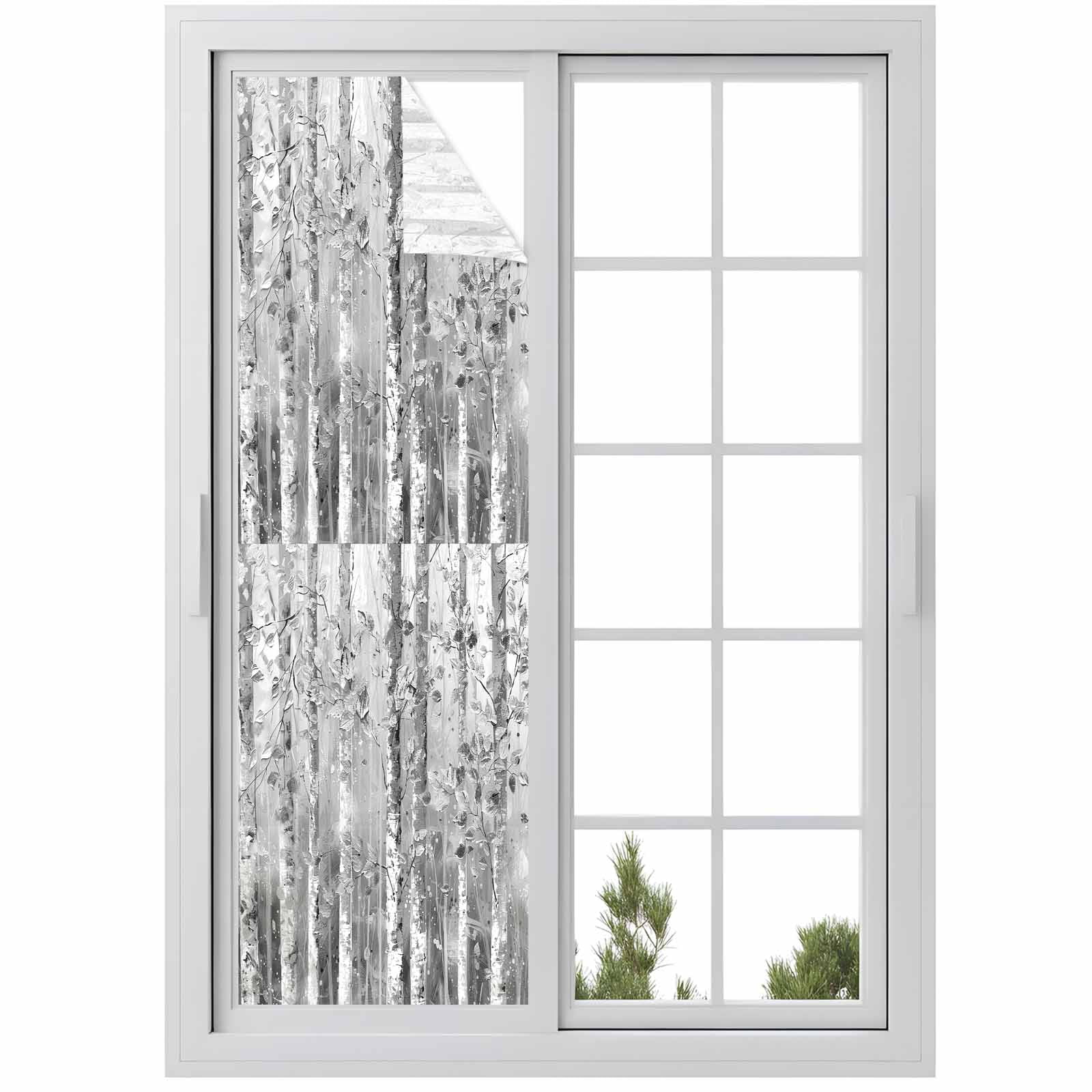 Grey Forest Window Privacy Film, Modern Oil Painting Art Static Cling ...