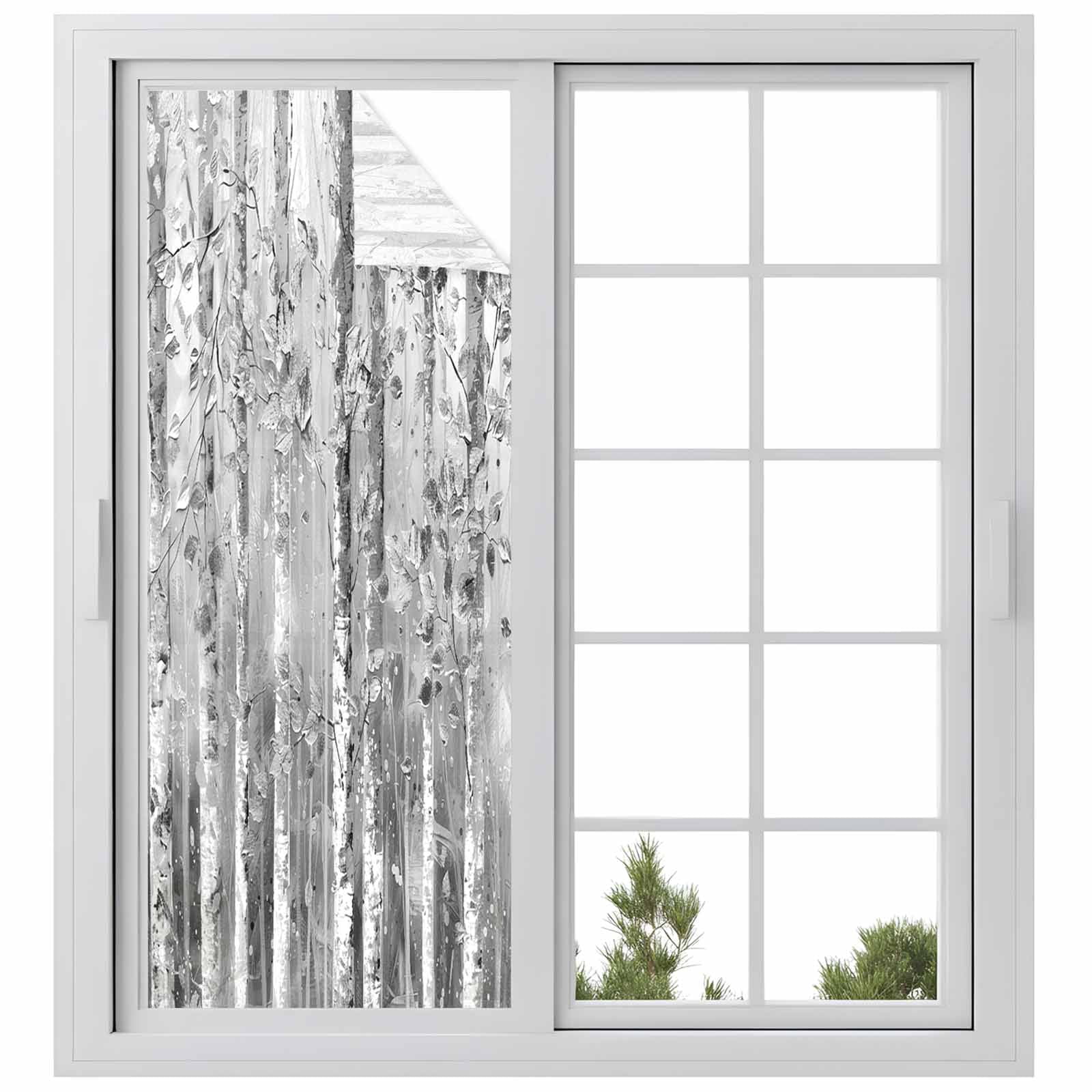 Grey Forest Window Privacy Film, Modern Oil Painting Art Static Cling ...
