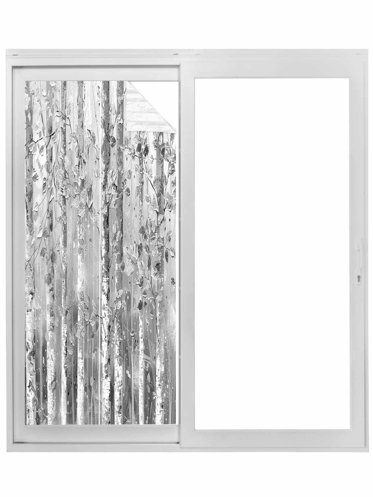 Grey Forest Window Privacy Film, Modern Oil Painting Art Static Cling ...
