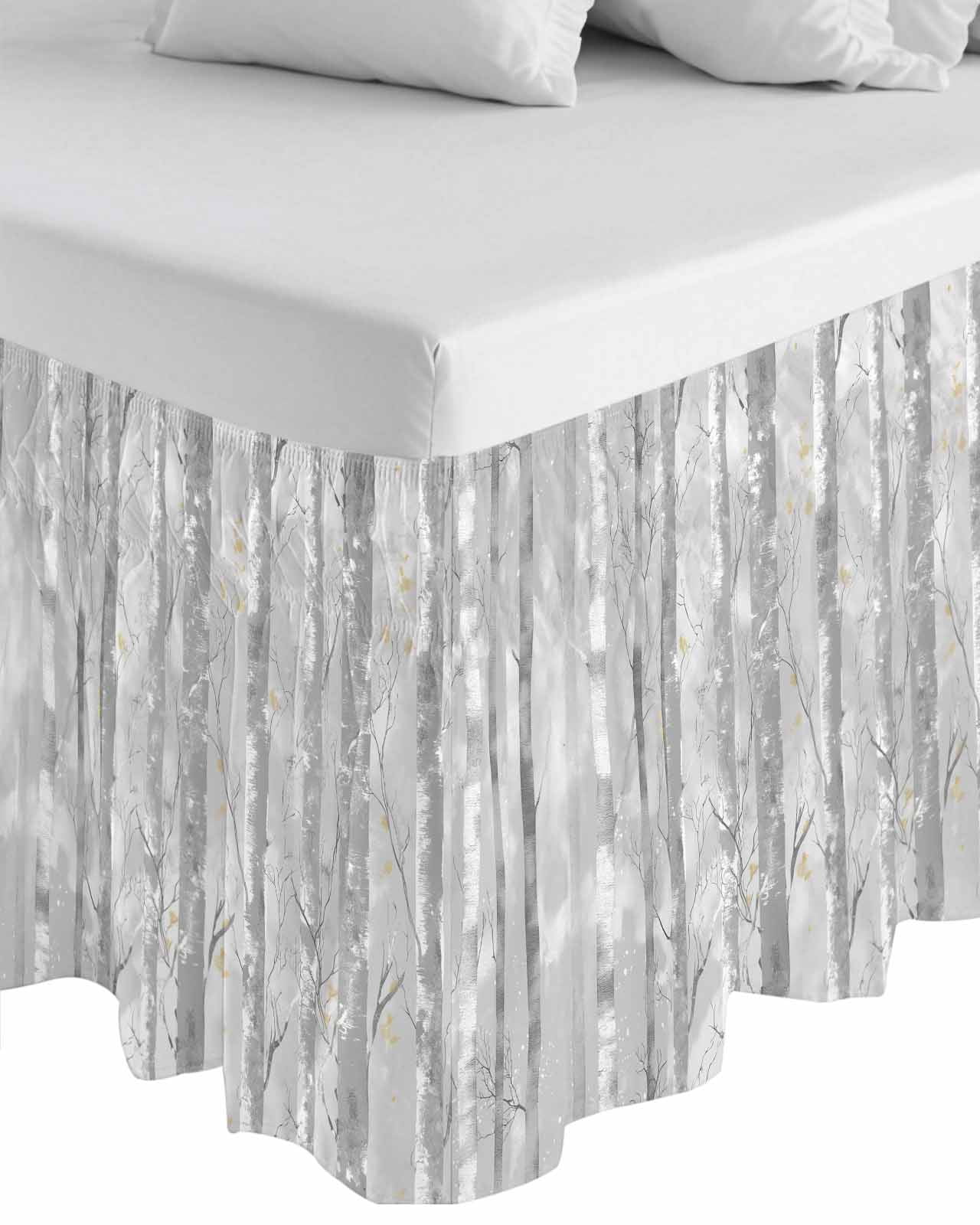 Grey Forest Wrap Around Bed Skirts for Queen Bed 16" Drop,Bed Skirt ...