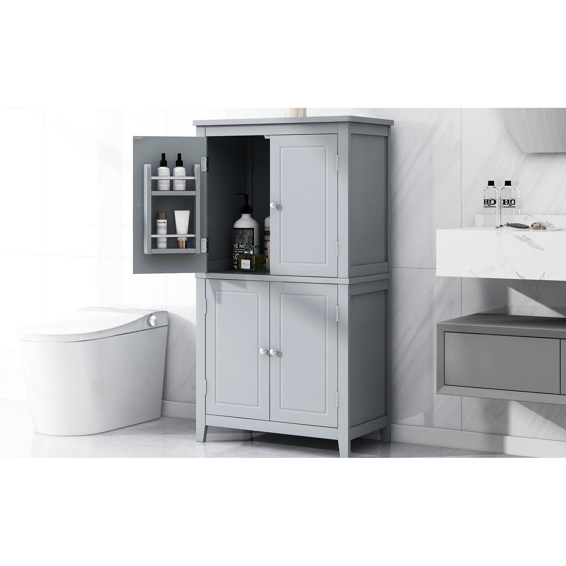 Grey Freestanding Storage Unit - Water - proof and Durable - Bathroom ...